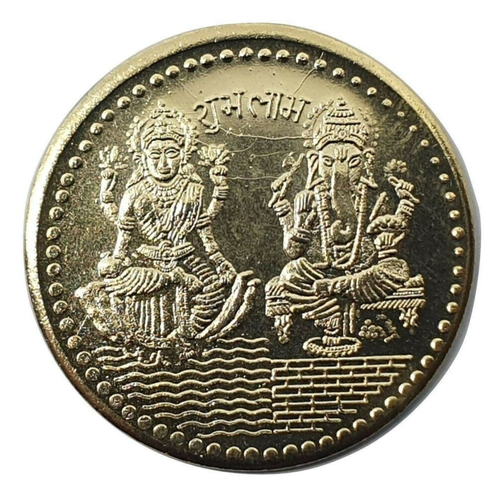 Laxmi Ganesh Shree Yantra Ganesha Lakshmi Gold Tone Sri Puja Hindu ...