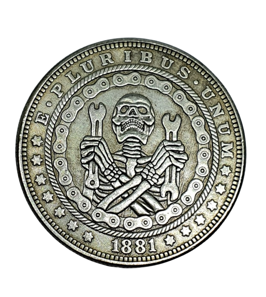 Mechanic Car Biker Token Coin Demon Memento Mori Skull Skeleton ...