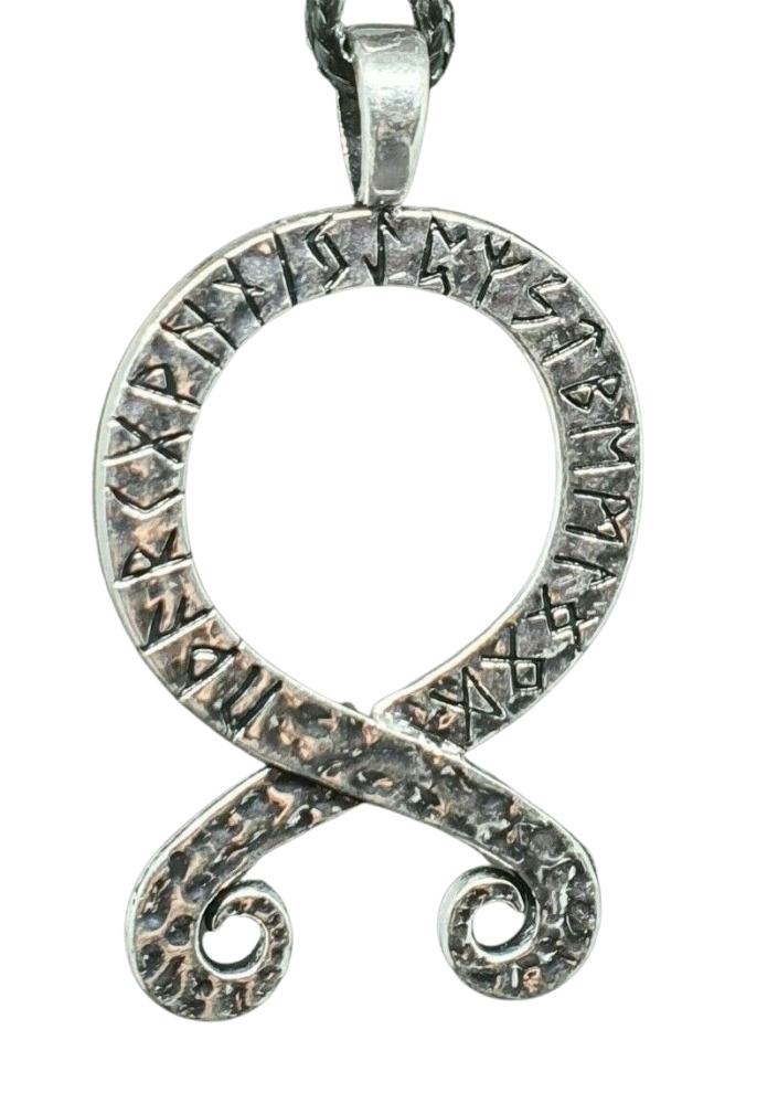 Rune Troll Cross Pendant Necklace Odal Rune Pagan-Norse Beaded Cord ...