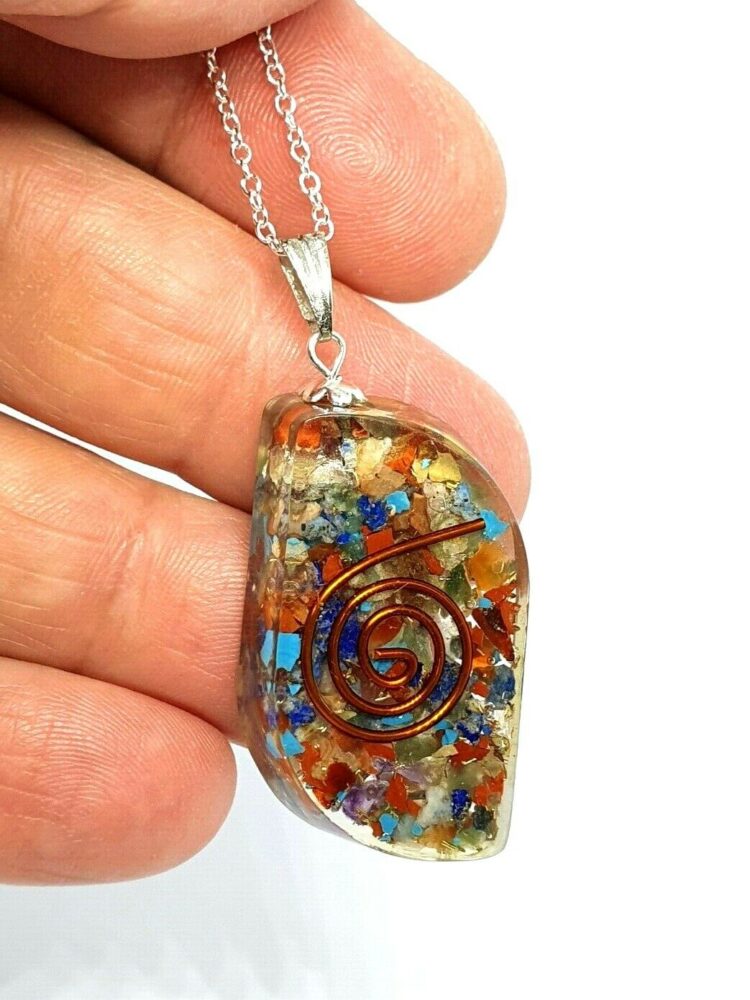 Orgone 7 Chakra Pendant EMF Copper Orgonite Protection Chain Necklace ...