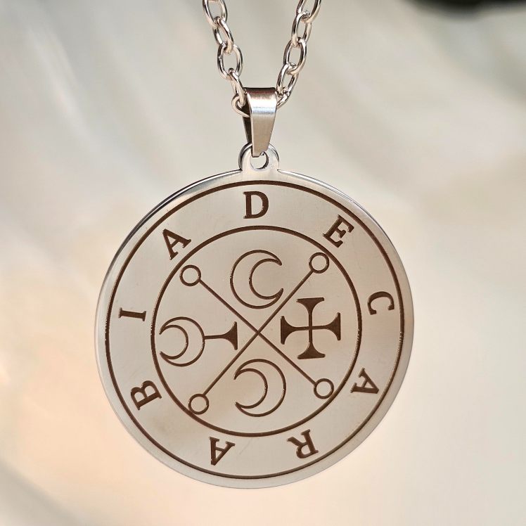 Decarabia Necklace Pendant 18" Chain Steel Sigil of Goetia Demon Known ...