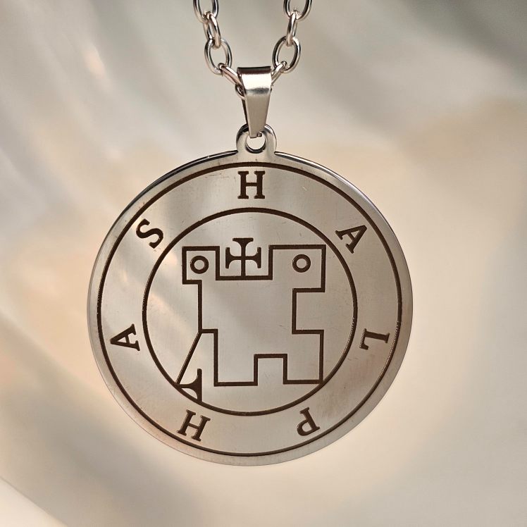 Halphas Necklace Pendant 18" Chain Steel Sigil of Goetia Malthus ...