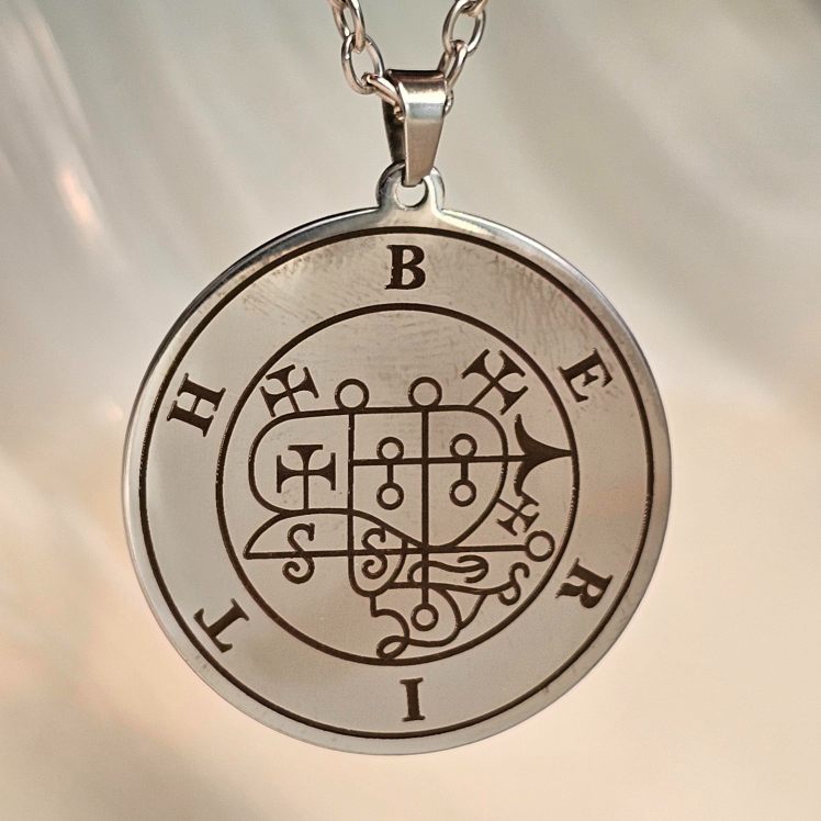 Berith Necklace Pendant 18″ Chain Steel Sigil of Goetia Demon Grand ...