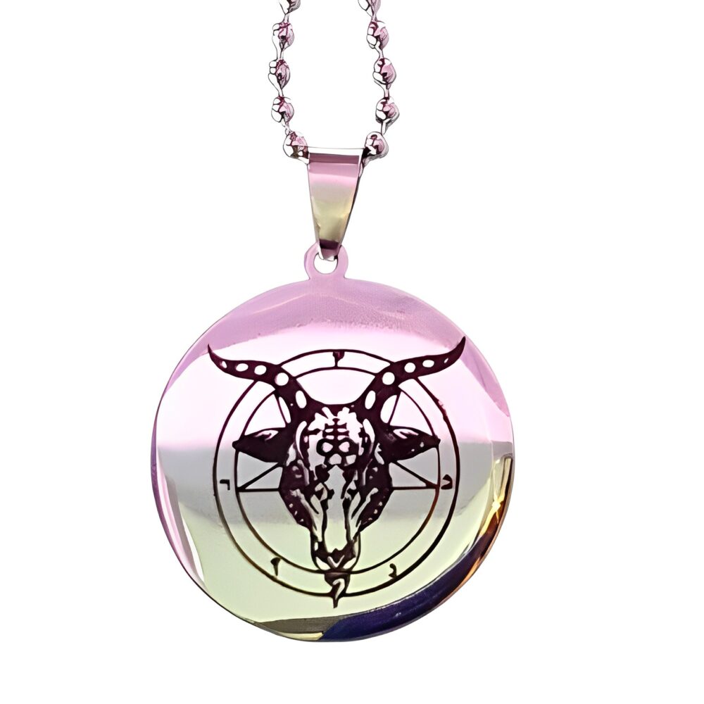 Baphomet Pendant Necklace Inverted Pentagram Goat Church of Satan Steel ...